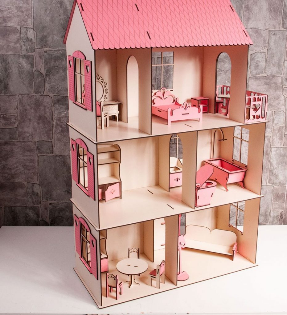 Puppenhaus mit Balkon LaserCut Vorlage